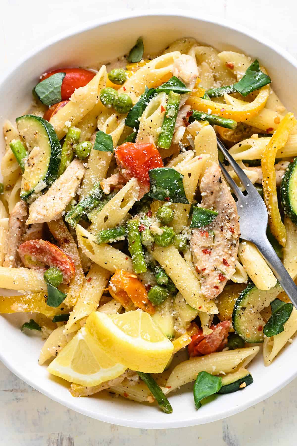 Pasta Primavera with Chicken - Foxes Love Lemons