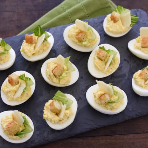 Caesar Salad Deviled Eggs - Foxes Love Lemons