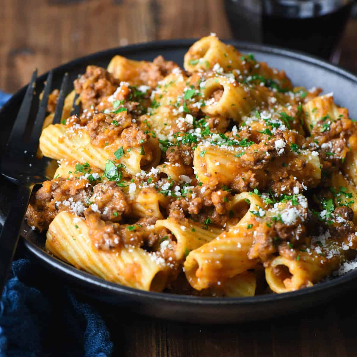 Meat Sauce Rigatoni - Foxes Love Lemons