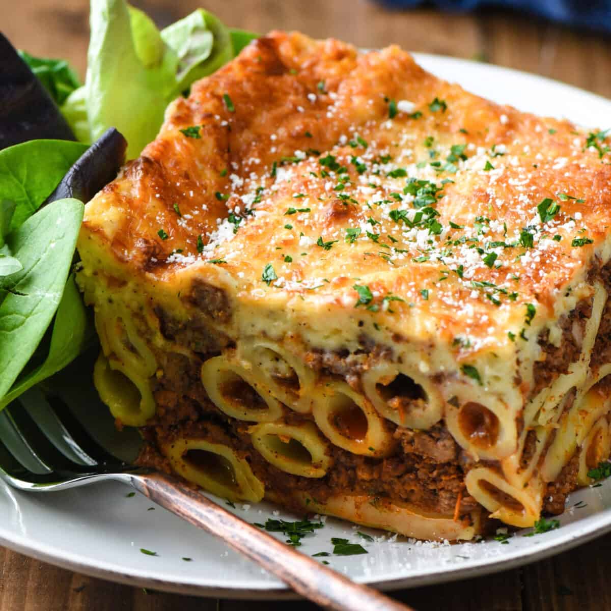 Greek Lasagna (Pastitsio) - Make Ahead! - Foxes Love Lemons