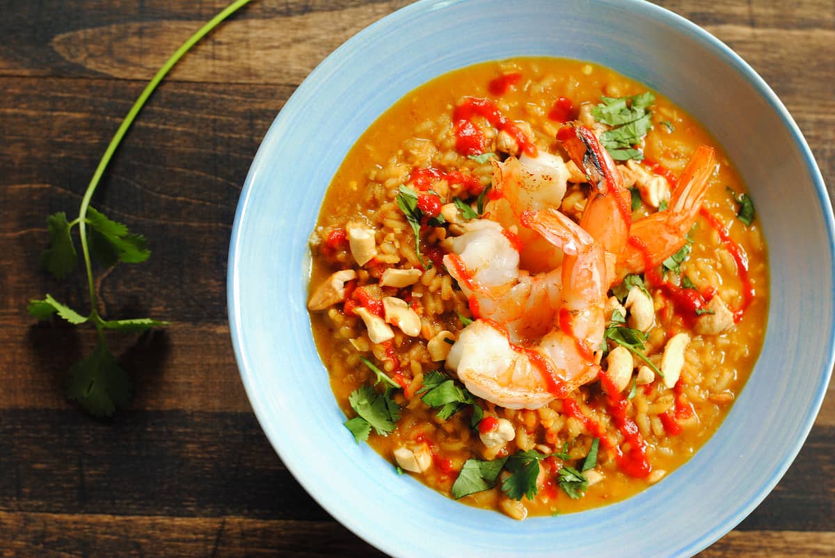 Spicy Coconut Risotto with Lime Shrimp - Foxes Love Lemons