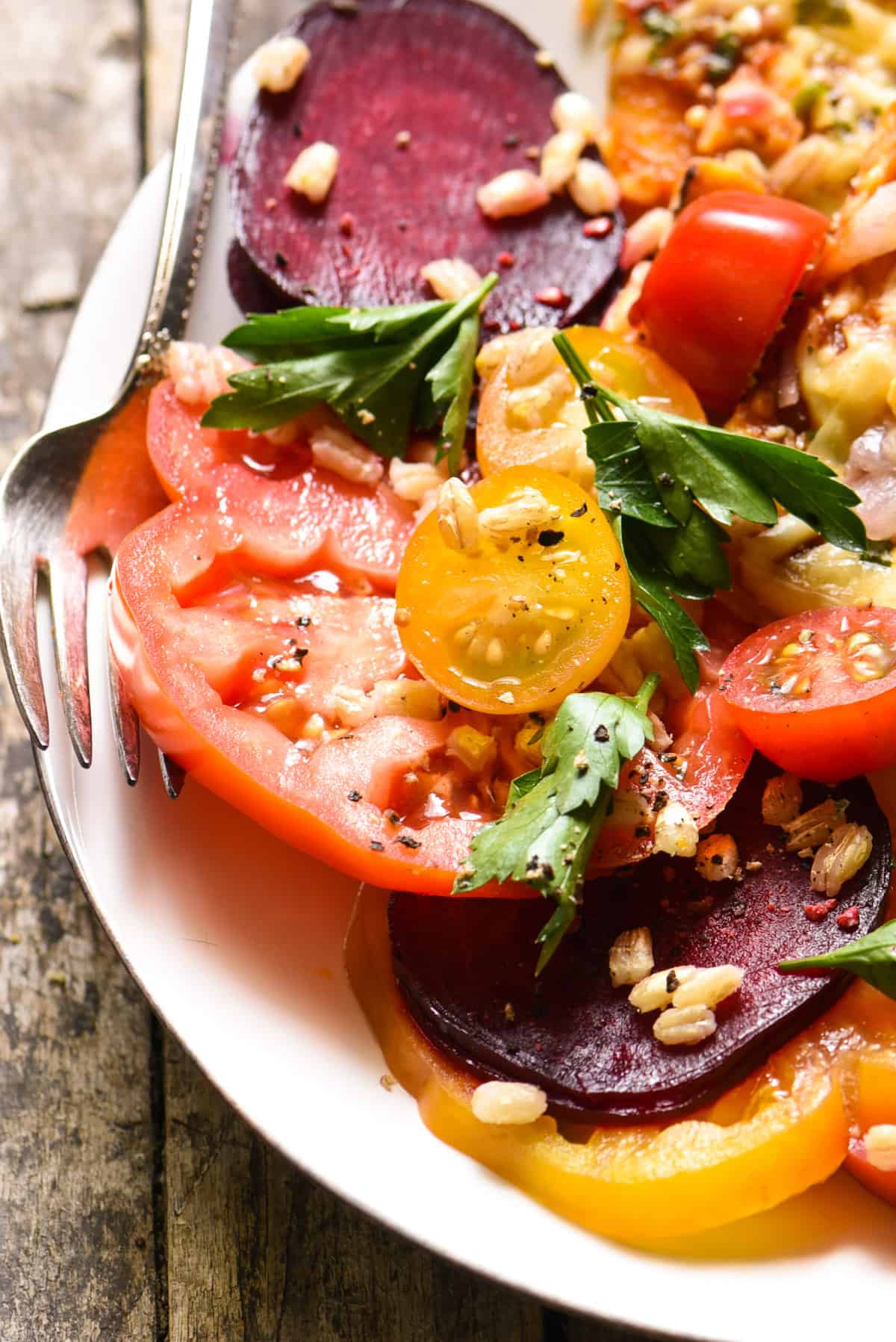 Tomato Beet Salad (Summer on a plate!) - Foxes Love Lemons