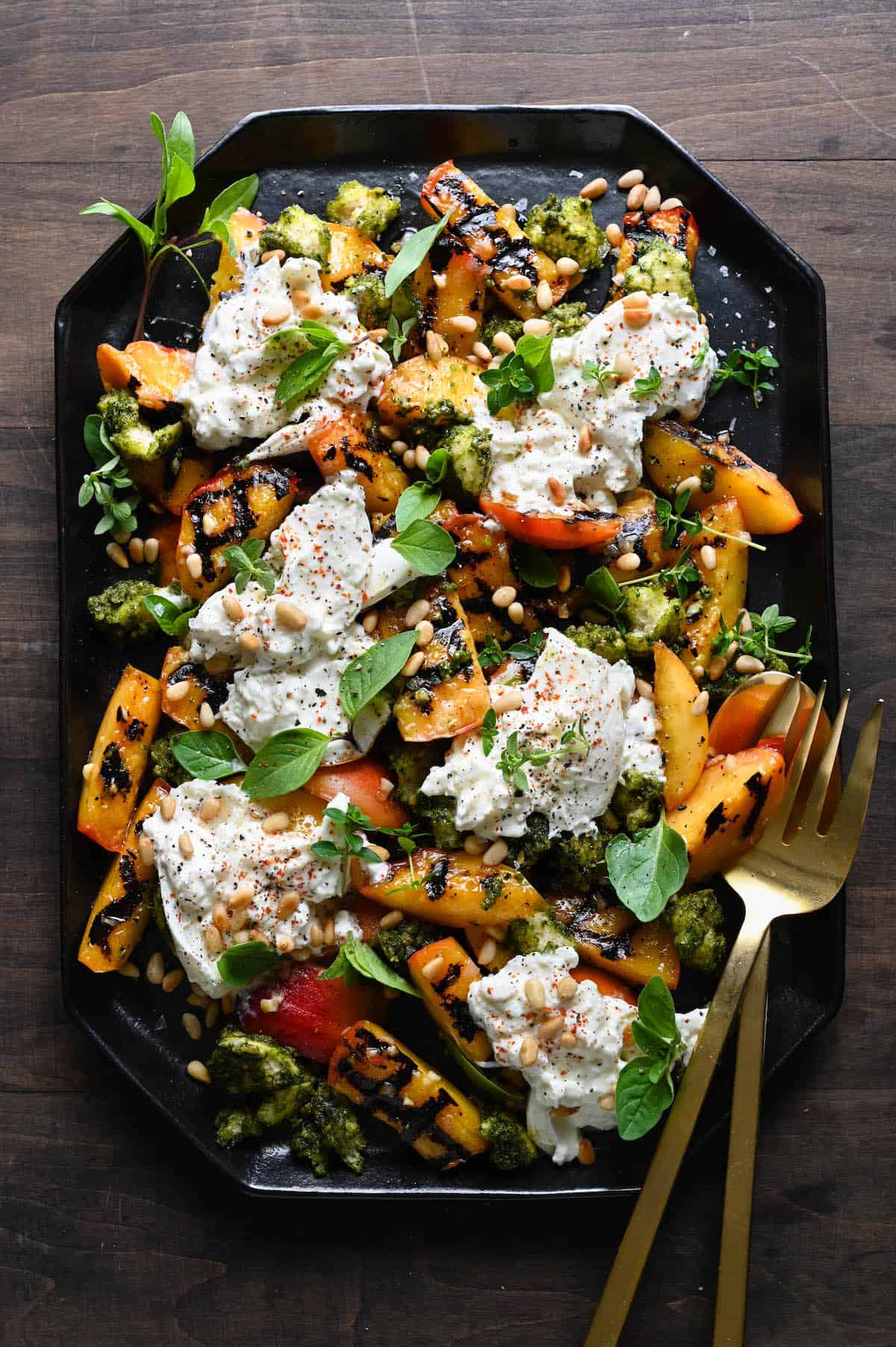 Grilled Peach Salad with Burrata - Foxes Love Lemons