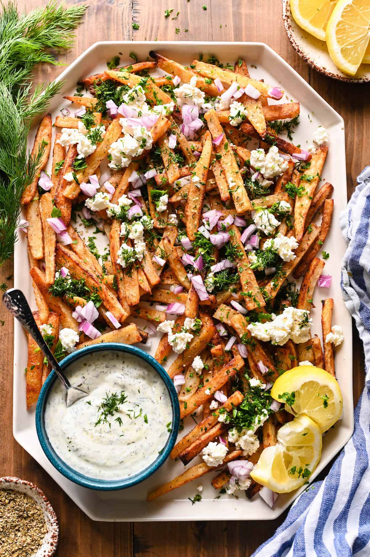 Greek Style French Fries - Foxes Love Lemons